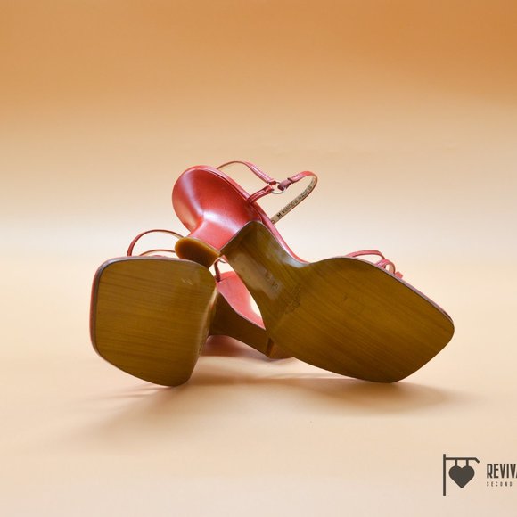 Bally | Shoes | Bally Venice Strappy Red Orange Sandal Heels Size 5 ...